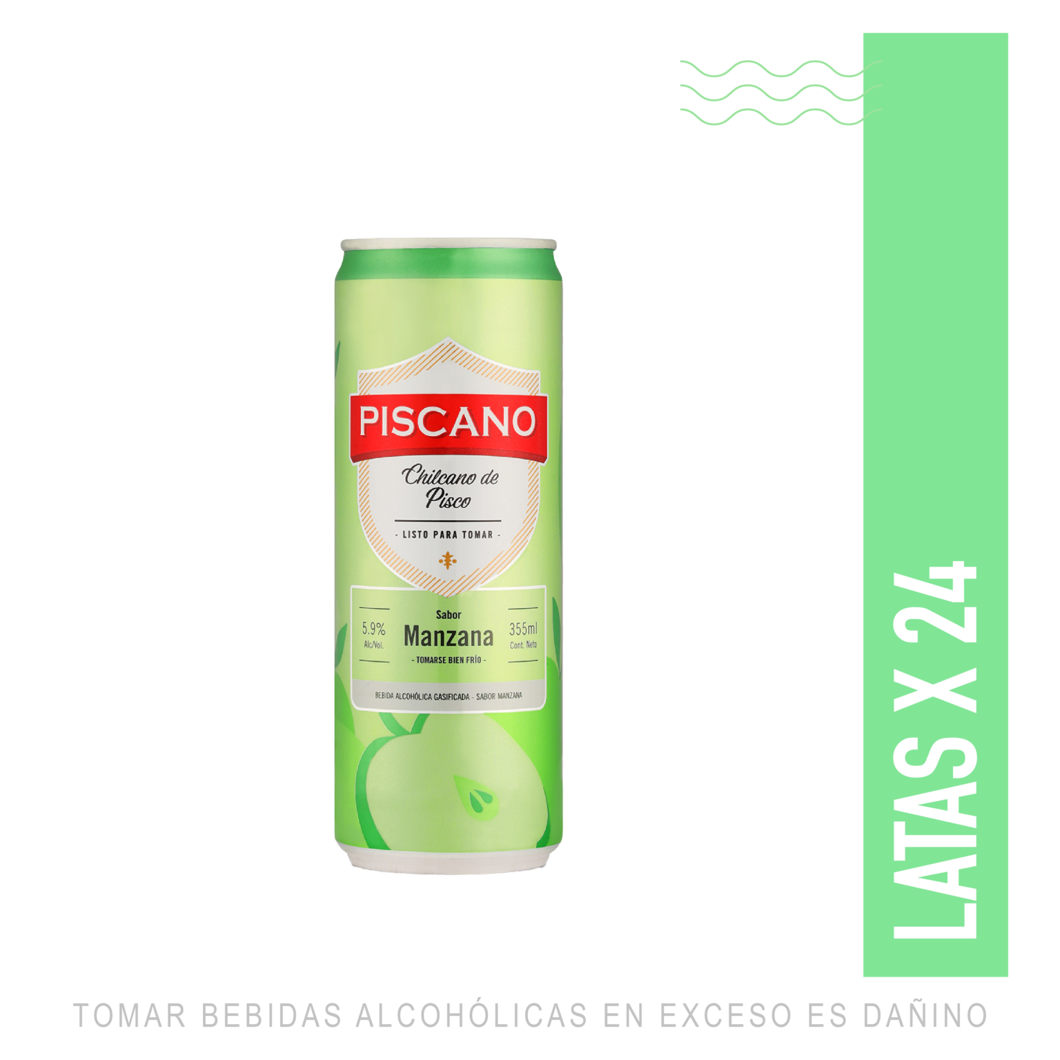 CHILCANO DE PISCO SABOR MANZANA 355ML X 24UN – Piscano